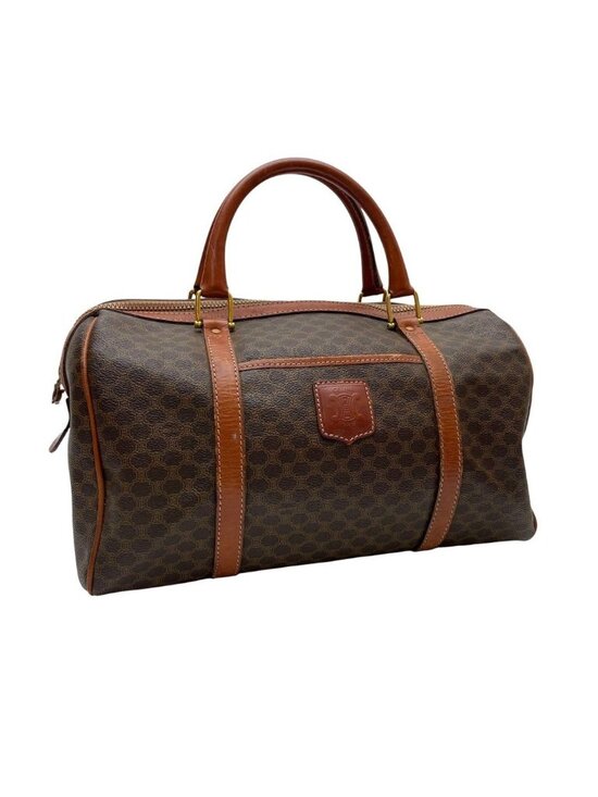 Celine | Bags | Celine Leather Macadam Triomphe Hand Boston Bag Brown ...